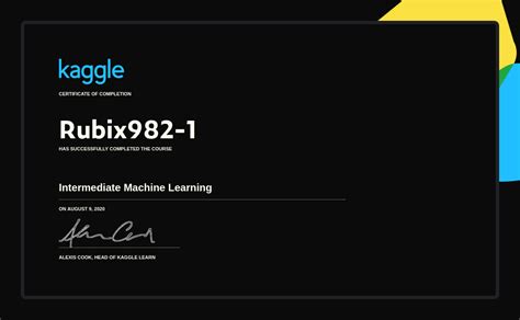 Rubix Completed The Intermediate Machine Learning Course On Kaggle