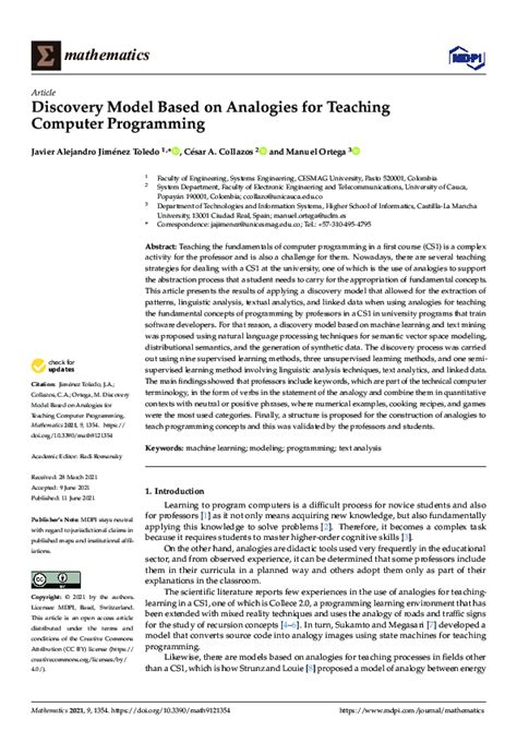 Pdf Discovery Model Based On Analogies For Teaching Computer Programming
