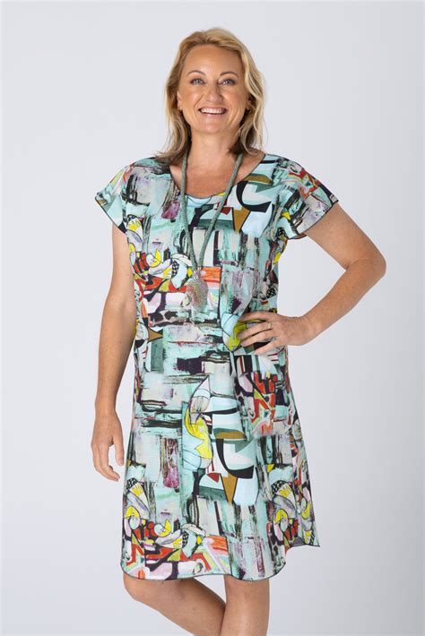 Picasso Print Linensilk Short Sleeve Dress Ilovemylife