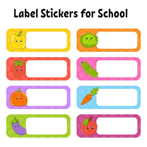 Название школы яркие наклейки прямоугольная этикетка векторная иллюстрация Премиум векторы