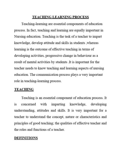 Teaching Learning Process Pdf Learning Teachers