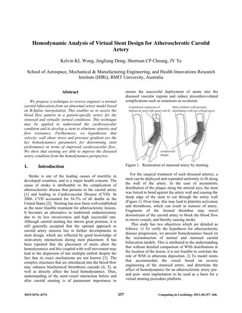 Pdf Hemodynamic Analysis Of Virtual Stent Design For Atherosclerotic Carotid Artery