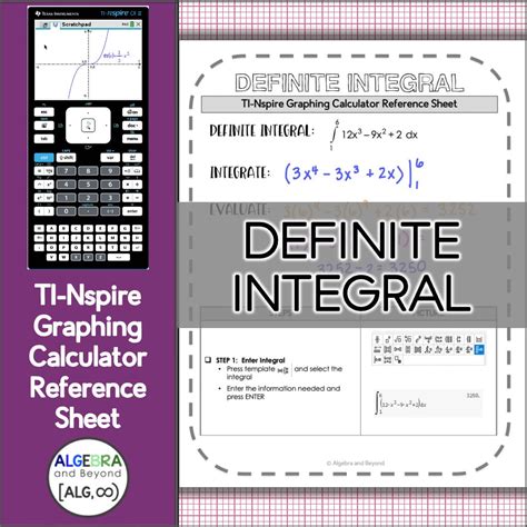 The Definite Integral Ti Nspire Graphing Calculator Reference Sheet Algebra And Beyond