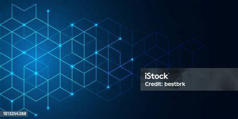 Abstract Geometric Background With Isometric Digital Blocks Blockchain Concept And Modern