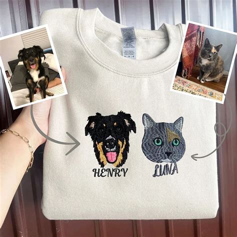 Custom Embroidered Pet Sweatshirt Personalized With Your Pets Photo
