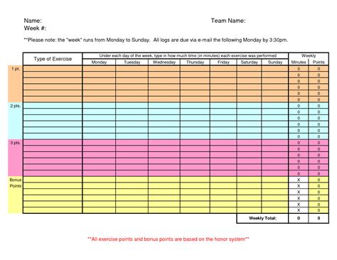 7 Best Images Of Weekly Exercise Log Printable Printable Exercise Log Workout Weekly Exercise