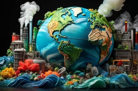 Concepto De Contaminación Global El Globo Terrestre En El Centro De Un