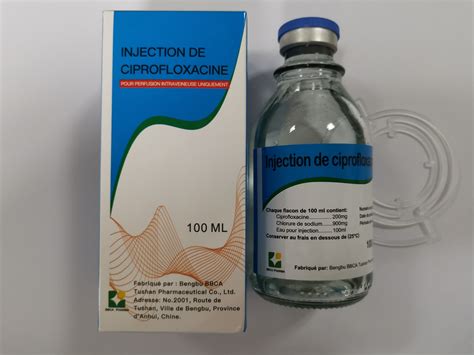 Ciprofloxacin Lactate Pharmaceutical Injection 100ml Glass Bottle Tablet