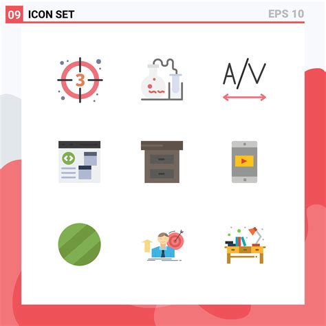 User Interface Pack Of 9 Basic Flat Colors Of Business Development