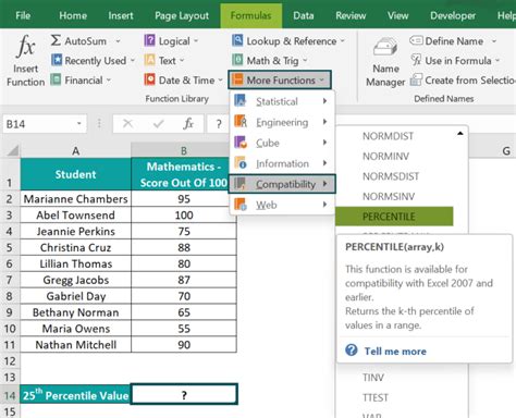 Percentile Excel Function Formula Examples How To Use