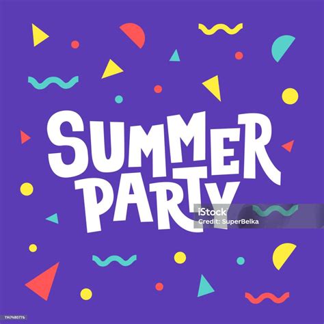 여름 파티입니다 비문 및 재미 추상적 인 배경 벡터 포스터입니다 0명에 대한 스톡 벡터 아트 및 기타 이미지 0명 개념 격언 Istock