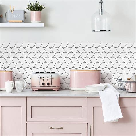 White Leaf Pattern Peel And Stick Backsplash Tile Commomy
