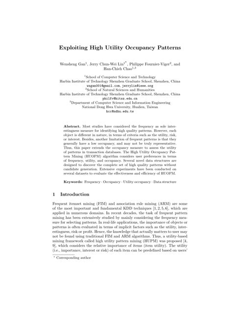 Pdf Exploiting High Utility Occupancy Patterns