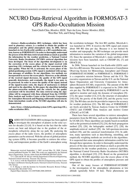 Pdf Ncuro Data Retrieval Algorithm In Formosat 3 Gps Radio