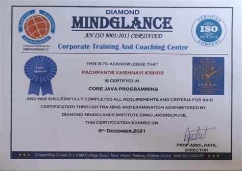 Core Java Programming Certificate Vaishnavi Pachpande