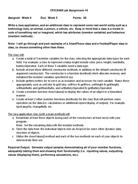 Cpsc6548 Fa21 Lab Assignment4 Pdf Class Computer Programming