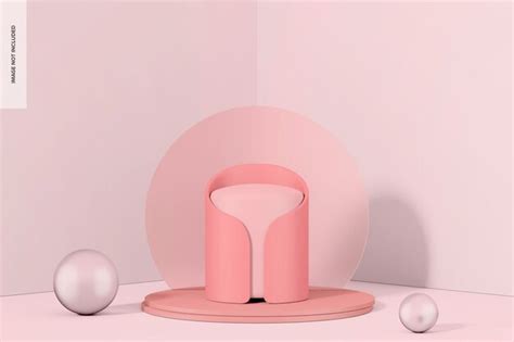 Макет матового акрилового розового круглого подиума Премиум Psd Файл