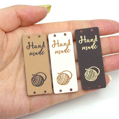 Badu Bg 20 бр Ръчно изработен етикет на кълбо от прежда Кожени етикети за дрехи Ръчно