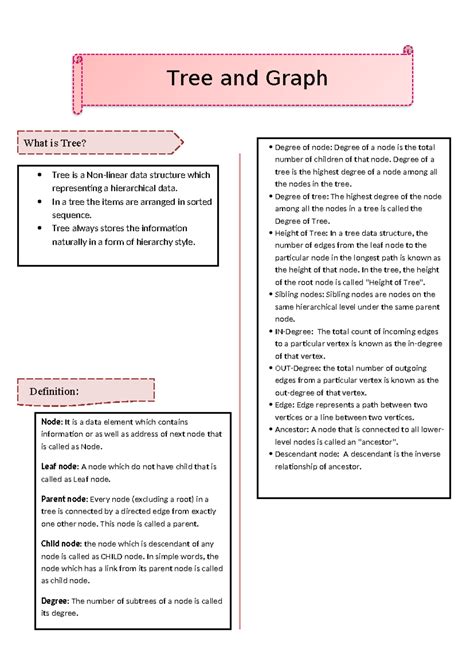 Notes On Tree And Graph A Tree Is A Hierarchical Data Structure That Consists Of Nodes