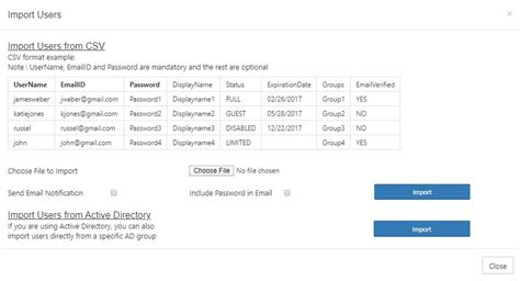 bulk creation of user accounts from a csv file filecloud docs
