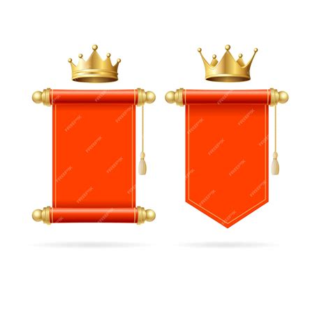 Premium Vector Realistic Detailed 3d Golden Crown And Blank Red