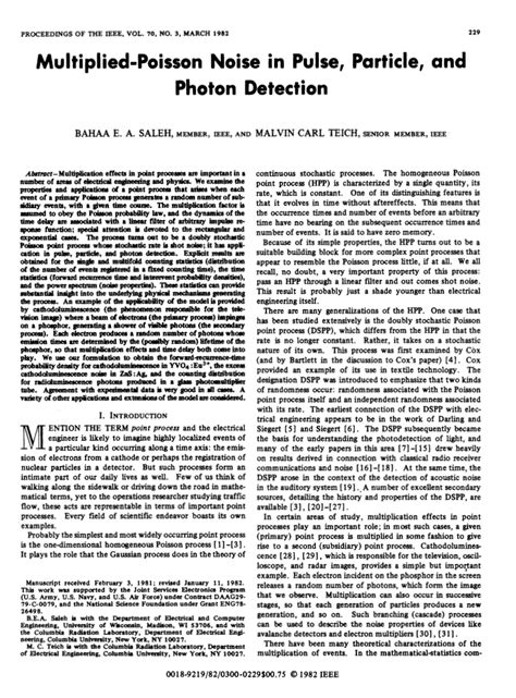Pdf Multiplied Poisson Noise In Pulse Particle And Photon Detection