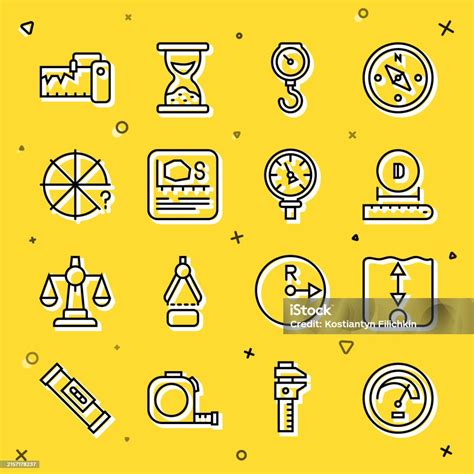 라인 속도계 깊이 측정 직경 핸드 스케일 스프링 기계 면적 조각의 원 측정기 및 압력 물 아이콘을 설정합니다 벡터 거리가 먼에 대한 스톡 벡터 아트 및 기타 이미지 Istock