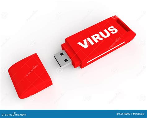 D USB Flash Drive With Virus Text Stock Illustration Illustration Of White Flash