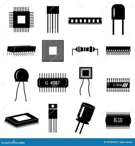 Electronic Circuit Parts Icons Set Stock Vector Illustration Of Capacitor Micro 46784349
