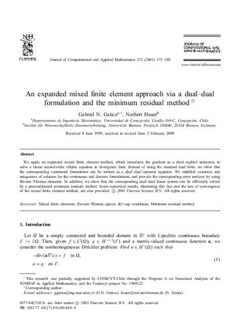Pdf An Expanded Mixed Finite Element Approach Via A Dualdual