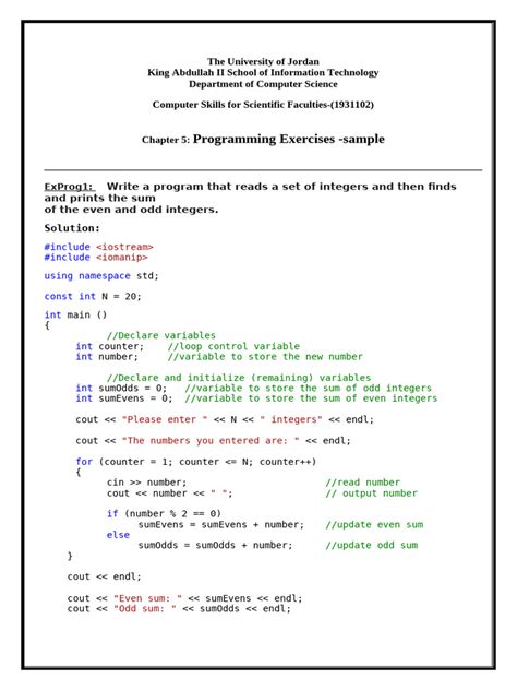 Selected Programming Exercises Ch5 Pdf Integer Computer Science