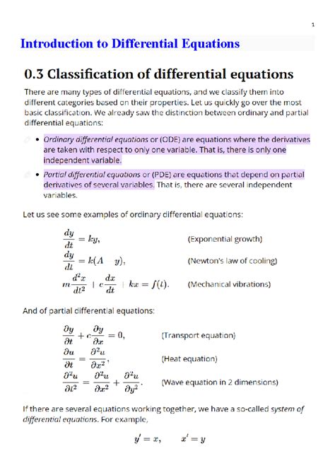 Introduction To Differential Equations Engineering Studocu