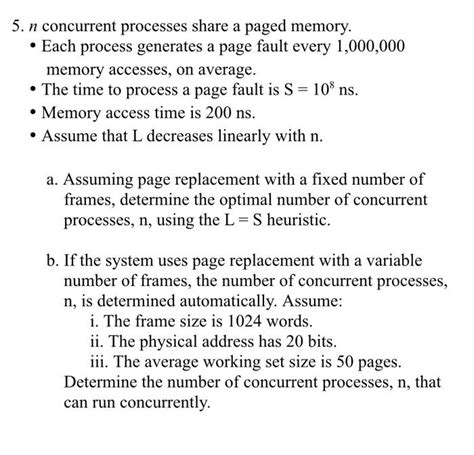 Solved N Concurrent Processes Share A Paged Memory Each