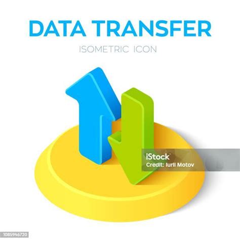 데이터 전송 아이소메트릭 아이콘입니다 3 차원 Isometric 다운로드 업로드 화살표입니다 만든 모바일 웹 장식 인쇄 제품 응용 프로그램 웹 디자인 배너 및 프레 젠 테이