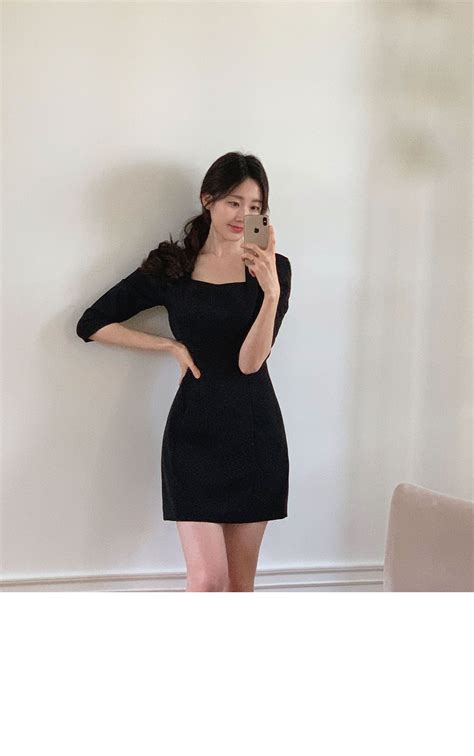 프롬데이원 Made 르네아 하트 스퀘어넥 퍼프원피스 미니 롱 ver 하객룩 데이트룩 H라인