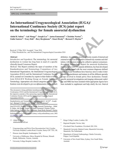 Pdf An International Urogynecological Association Iuga