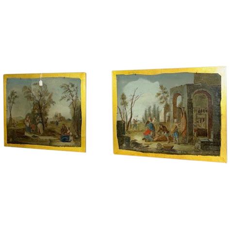 Antique Pair Beautiful Paintings On Glass Eight Antikeo