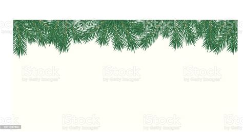 전나무 가지로 만든 상단 프레임 새해 흰색 수평 배경에 겨울 장벽 벡터 일러스트레이션 평평한 사실적인 컬러 만화 디자인 고립 된 Eps 10 프레임에 대한 스톡 벡터 아트