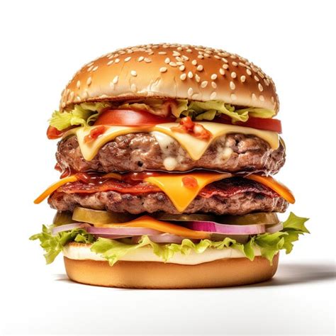 Premium Ai Image Hamburgerwith2meatsandasmalllayerofcb