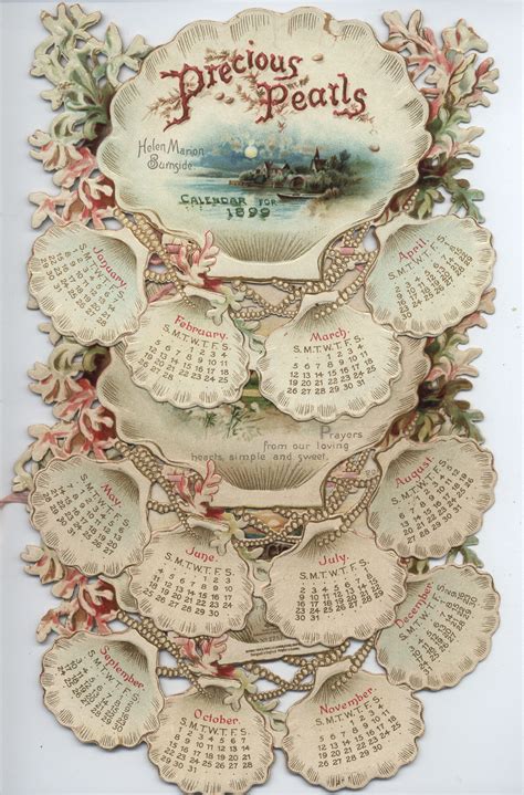 Precious Pearls Calendar For 1899 Tuckdb Ephemera