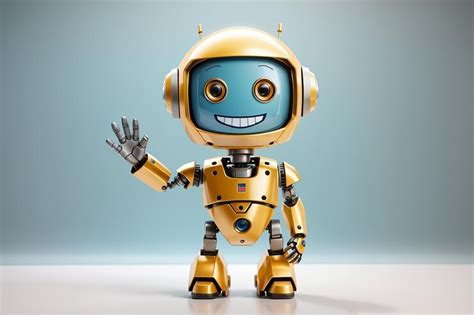 Premium Ai Image Cute Robot Waving Hand With A Smile Over Minimal Background With