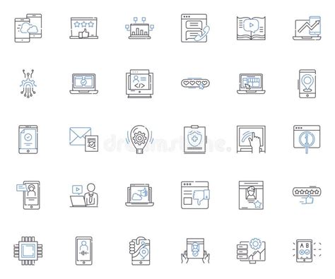 Cloud Computing Line Icons Collection Virtualization Saas Paas Iaas