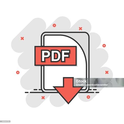 만화 스타일의 만화 Pdf 파일 아이콘 Pdf 다운로드 사인 일러스트 레이션 픽토그램 문서 스플래시 비즈니스 개념 컷아웃에 대한 스톡 벡터 아트 및 기타 이미지 Istock