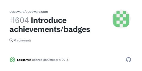Introduce Achievementsbadges · Issue 604 · Codewars · Github