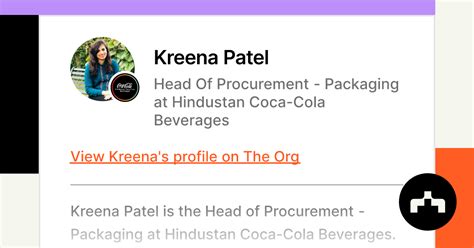 Kreena Patel Head Of Procurement Packaging At Hindustan Coca Cola Beverages The Org