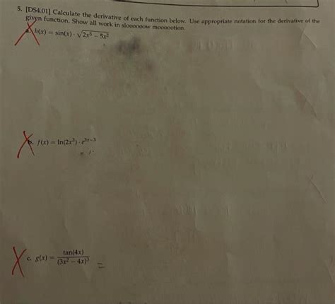 Solved 5 Ds401 Calculate The Derivative Of Each Function