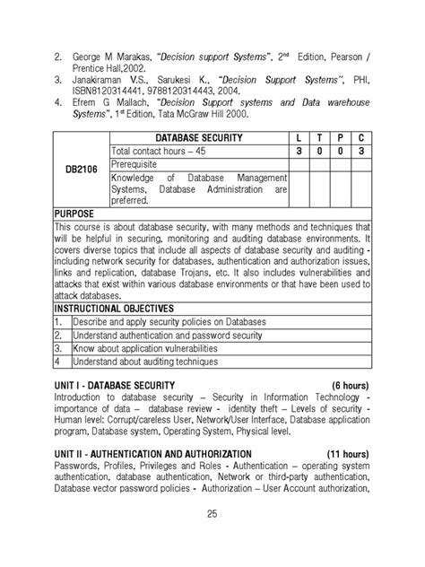 Data Base Security Syllabus Databases Online Safety And Privacy