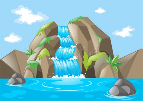 Wasserfallfelsen Vektor Abbildung Illustration Von Zeichnung 71702578