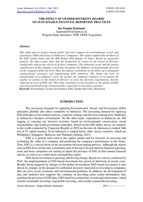 PDF The Effect Of Gender Diversity Boards On Sustainble Financial Reporting Practices
