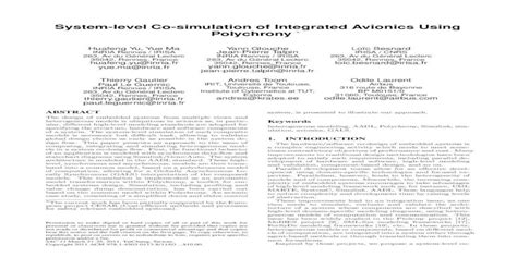 System Level Co Simulation Of Integrated Avionics Using · System
